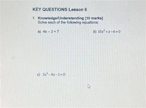 solved 1 knowledge understanding [10 marks] solve each of