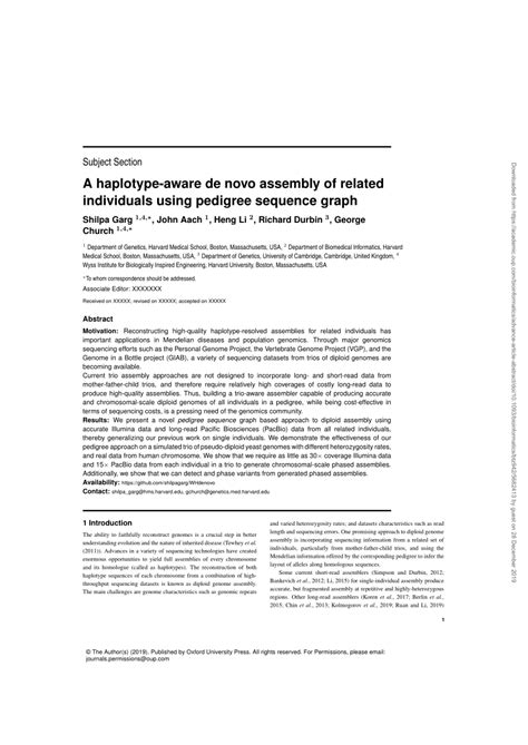 Pdf A Haplotype Aware De Novo Assembly Of Related Individuals Using Pedigree Sequence Graph