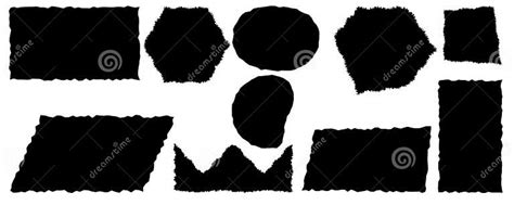 Jagged Rectangles Collection Set Of Black Grunge Element Shapes With Jagged Edges Stock Vector