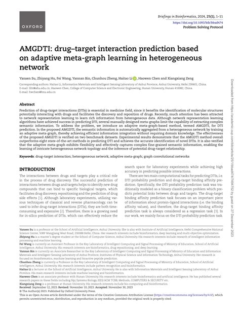 Pdf Amgdti Drugtarget Interaction Prediction Based On Adaptive Meta Graph Learning In