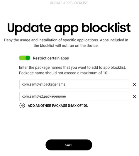 Update App Blocklist Knox Guard Samsung Knox Documentation