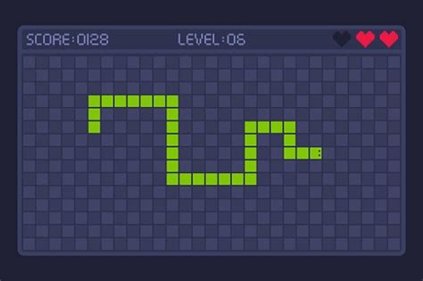 뱀 게임 디지털 뱀 모바일 앱 픽셀 게임 복고풍 전화 핸드폰 디스플레이 재미 놀이 화면 기하학적 모양 최소한의 퍼즐 오래된 전화 2d Ui 독창적 인 벡터 일러스트 레이 션