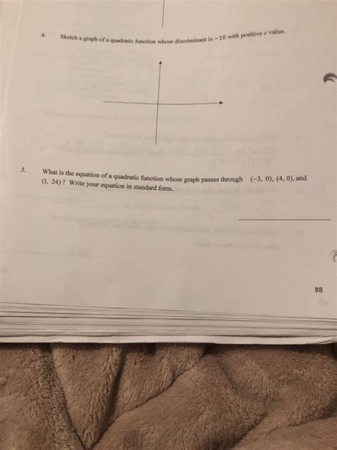 Solved 4 Sketch A Graph Of A Quadratic Function On Whose