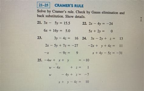 Solved CRAMER S RULE Solve By Cramer S Rule Check By Chegg Com