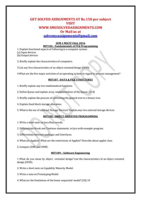 Smu Mscit Sem 1 Fall 2016 Assignments Pdf