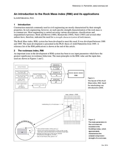 An Introduction To The Rock Mass Index Rmi And Its Applications Pdf Surface Roughness