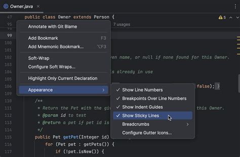 Sticky Lines Intellij Idea Documentation