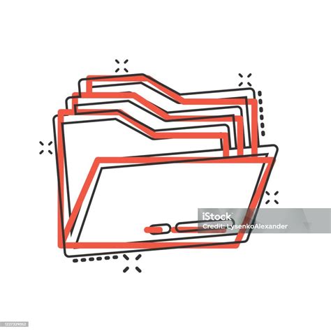 만화 스타일의 파일 폴더 아이콘입니다 문서는 고립 된 배경에 만화 벡터 그림을 보관합니다 스토리지 스플래시 효과 비즈니스 개념입니다 전화번호부에 대한 스톡 벡터 아트 및