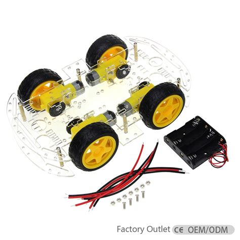 diy 4 wheels smart robot car chassis kit with 4aa battery box for