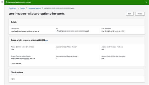 Update Amazon Cloudfrontでcors Access Control Headersにワイルドカードを使ったポート指定