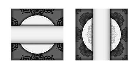 당신을 위해 검은 만다라 패턴흰색으로 인쇄 가능한 디자인 엽서 템플릿 텍스트와 장식품을 위한 장소로 초대장을 준비합니다 0명에