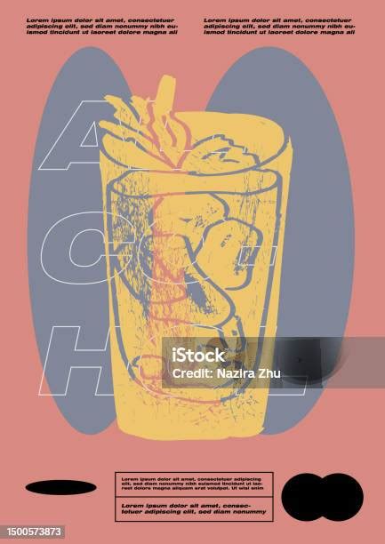 장식된 알코올 음료 그래픽 프린트 미니멀한 컨템포러리 세로 프린트 벡터 그림입니다 모히토 아페롤 스프리츠 피나콜라다 재료를