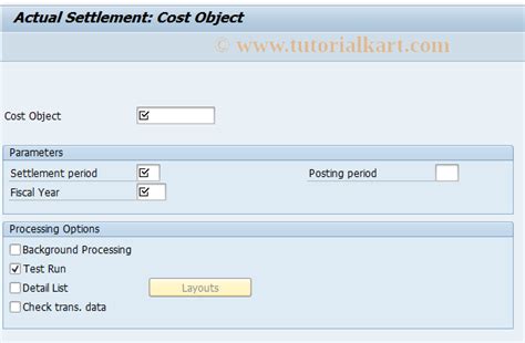 KK88 SAP Tcode Actual Settlement Cost Objects KK88 SAP Tcode Actual Settlement Cost Objects