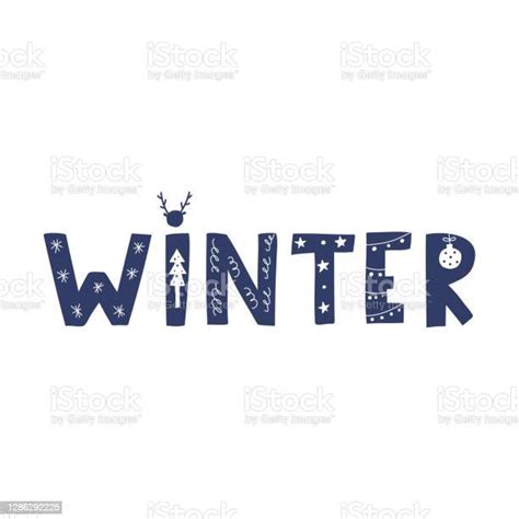 겨울 벡터 손으로 그린 글자 새해 맞이 카드 디자인 티셔츠 포스터 배너 타이포그래피 디자인 겨울에 대한 스톡 벡터 아트 및 기타 이미지 Istock