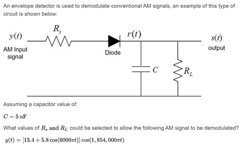 Solved An Envelope Detector Is Used To Demodulate Chegg