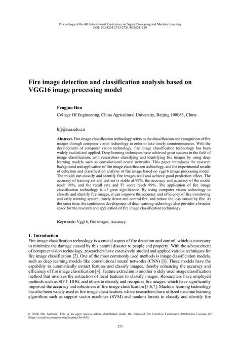 Pdf Fire Image Detection And Classification Analysis Based On Vgg16 Image Processing Model