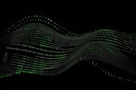 Generative Ai Illustration Digital Data Streams Flow Into Each Other Green Binary Code Series
