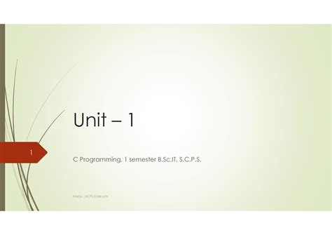 Languagestranslatorslinker Unit 1 C Programming 1 Semester Bsc