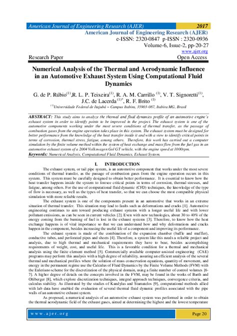 Pdf Numerical Analysis Of The Thermal And Aerodynamic Influence In An Automotive Exhaust