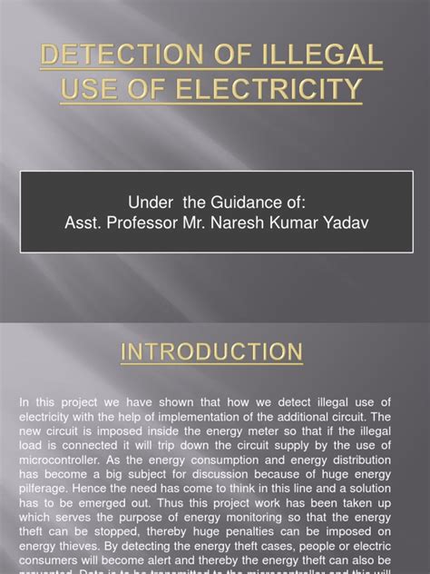 Detection Of Illegal Use Of Electricity Electrical Network Relay