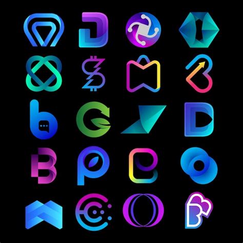 현대적이고 그라데이션 색상 로고 디자인 프리미엄 벡터