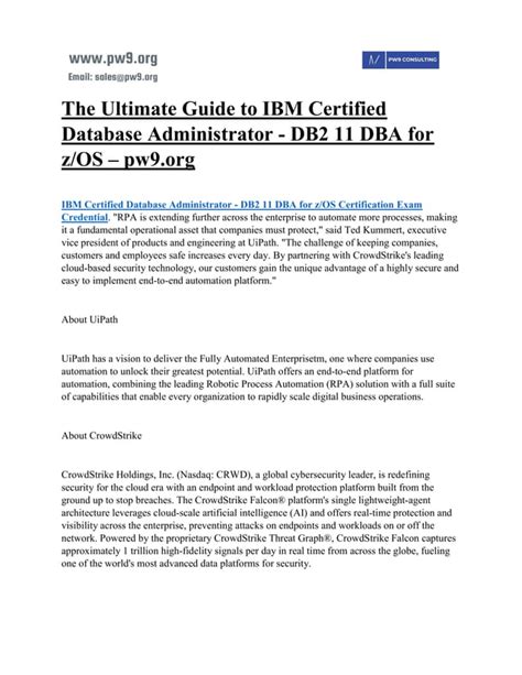 The Ultimate Guide To Ibm Certified Database Administrator Db2 11 Dba For Z Os Pdf