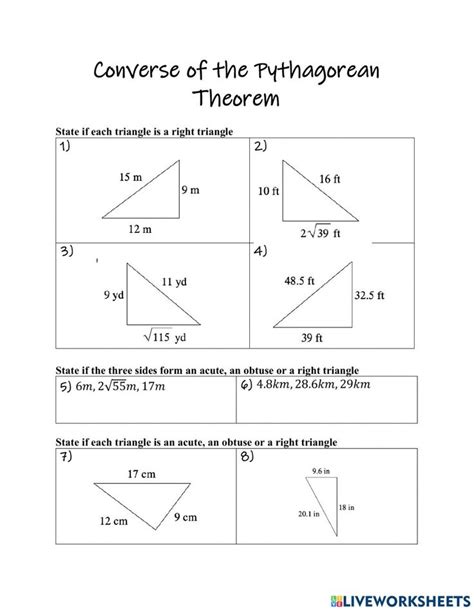 Converse Of The Pythagorean Theorem Worksheet Printable Calendars At
