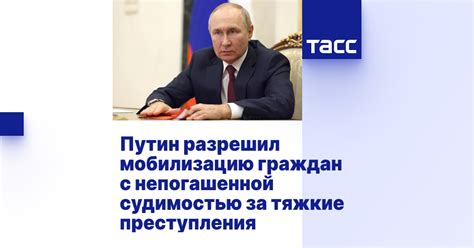 Путин разрешил мобилизацию граждан с непогашенной судимостью за тяжкие преступления