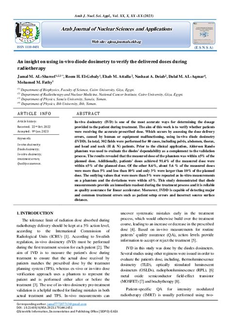 Pdf An Insight On Using In Vivo Diode Dosimetry To Verify The Pdf An Insight On Using In Vivo Diode Dosimetry To Verify The