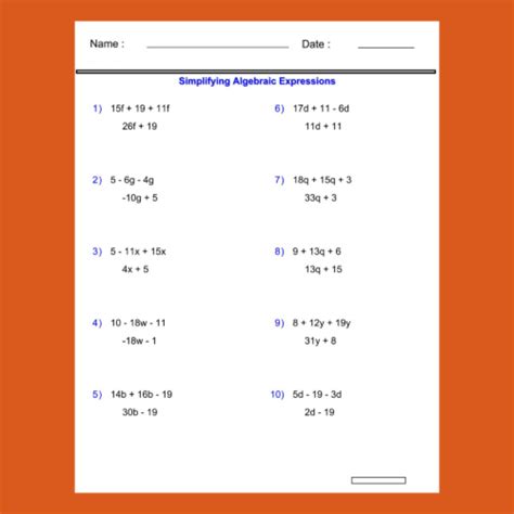 Simplifying Variables Worksheets Addition And Subtraction Algebraic Expression Made By Teachers