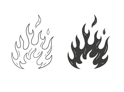 Iconos De Llamas Dibujados A Mano Conjunto Vectorial De Iconos De Fuego