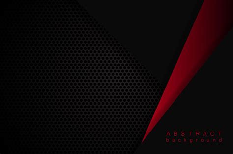 탄소 섬유와 삼각형 모양의 어두운 추상적 배경 블랙 카본 텍스처 패턴 빨간색과 검은색 기하학적 모양 강철에 대한 스톡 벡터 아트 및 기타 이미지 Istock