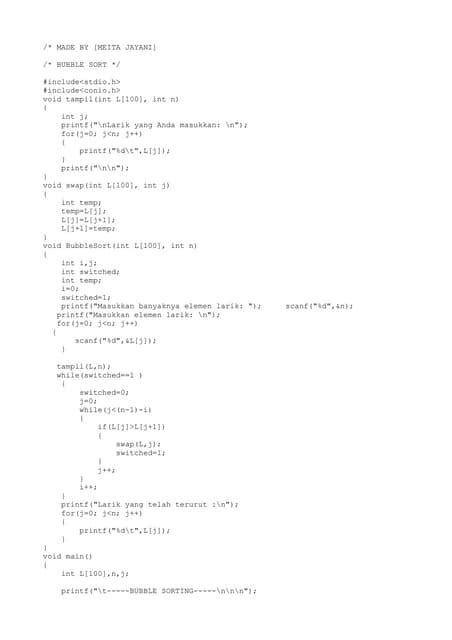 C Program Sorting Bubble Pdf
