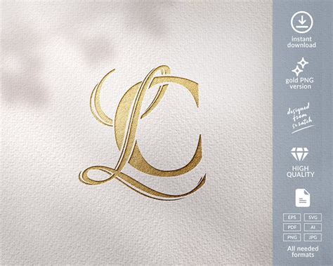 2 Letters Monogram Lc • Lc Logo • Instant Download • Lc Wedding Monogram • Beauty Logo • Lc