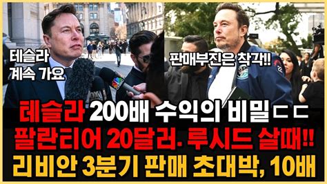 테슬라 200배 수익의 비밀ㄷㄷ 3분기 판매부진은 위험한 착각이에요 팔란티어 20달러는 한방에 가요 루시드 살때가 왔어요