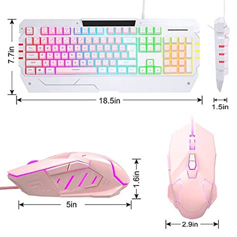Pink Keyboard Usb Gaming Keyboards And Mouse Combo Gt817 104 Key Rainbow Backlit Keyboard And