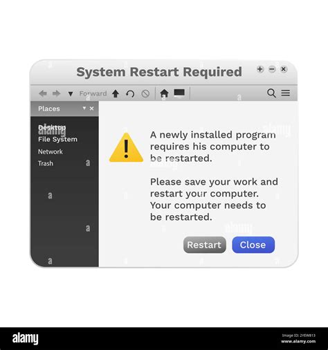 System Pop Up Window With Restart Warning Message Stock Vector Image And Art Alamy