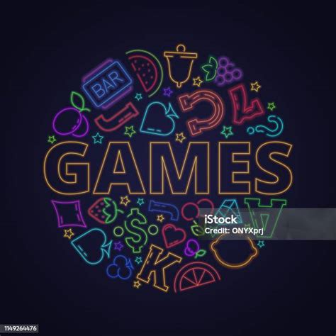 카지노 네온 기호입니다 원형 모양 과일 심장 클로버 다이아몬드 벡터 선형 배경에서 슬롯 머신 게임 조명 아이콘 0명에 대한 스톡