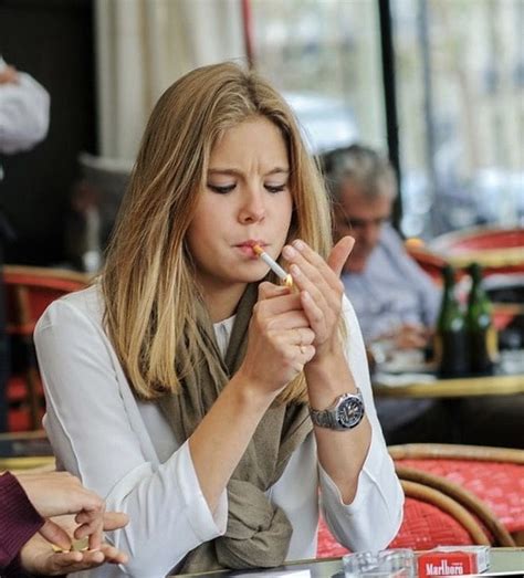 Young Beautiful Caucasian Lady Smoking Cigarette On Street Young Punk