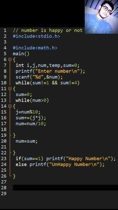 c programming number is happy or not coding with sohail shorts