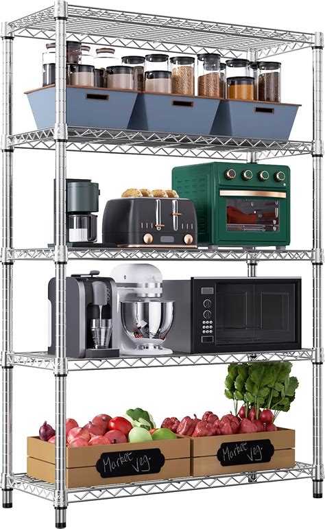 M Mzg Storage Shelves 5 Tier Utility Shelving Unit Steel Organizer Wire Rack For Home Kitchen