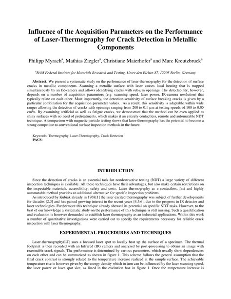 Pdf Influence Of The Acquisition Parameters On The Performance Of