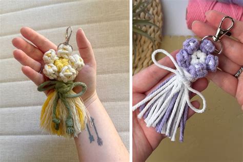 Easy Macrame Flower Keychain Tutorial By Simply Inspired Macrame For Beginners