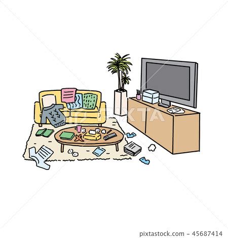 Messy Room Illustration Stock Illustration [45687414] Pixta