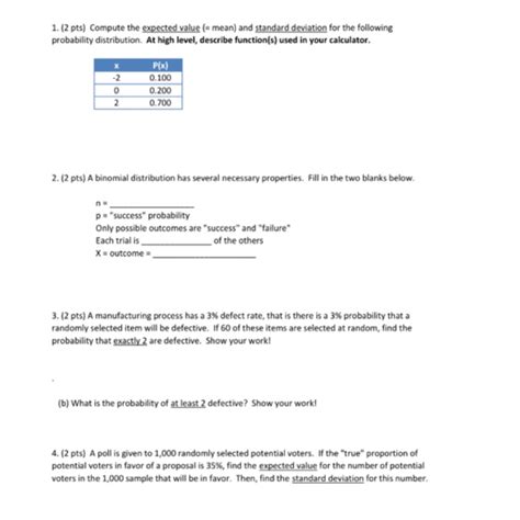 Solved Compute The Expected Value Mean And Standard