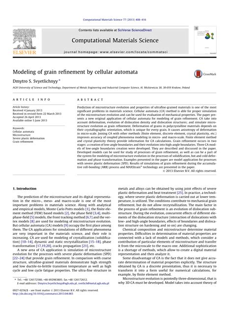 Pdf Modeling Of Grain Refinement By Cellular Automata