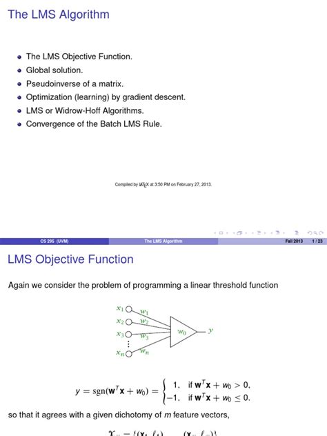 The Lms Objective Function Global Solution Pseudoinverse Of A Matrix Optimization Learning