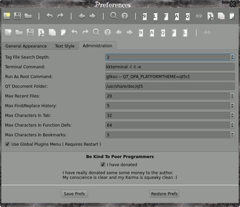 KKEdit Linux Coders Text Editor Help Page