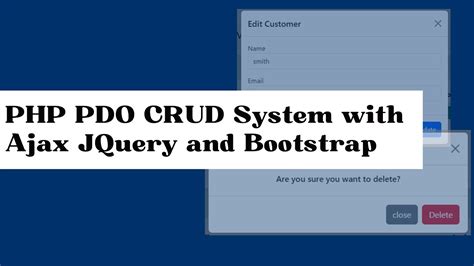 Php Pdo Crud Operations With Ajax Jquery And Bootstrap Youtube