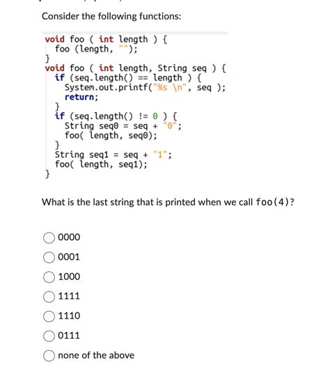 solved consider the following functions void foo ﻿int